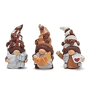 Hodao Set of 3 Coffee Gnomes Decorations Coffee Bar Decor Accessories Swedish Tomte Gnomes Figurines Tiered Tray Collectible Coffee Gnomes Decor Tabletop Kitchen Decorations for Home