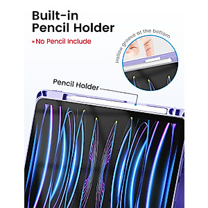 OYEEICE Keyboard Case for iPad Air 11 inch (M2 2024)/10.9 inch Air 5th/4th Gen/iPad Pro 11 1st/2nd/3rd Gen - 7-Color Backlit Detachable Keyboard, Folio Cover with Pencil Holder - Purple