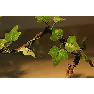 AQUA KT Reptile Flexible Climbing Vine Tree Branch with Leaves and Suction Cup for Lizard Snake Amphibian Terrarium Habitat Decoration