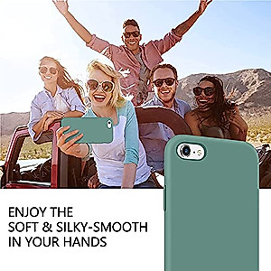 GUAGUA iPhone 6s Case iPhone 6 Case Liquid Silicone Soft Gel Rubber Slim Thin Light Microfiber Lining Cushion Texture Cover Shockproof Full Body Protection Phone Cases for iPhone 6/6S Pine Green