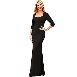 Ever-Pretty Women's Elegant Half Sleeves Mermaid Maxi Casual Dress Black US4