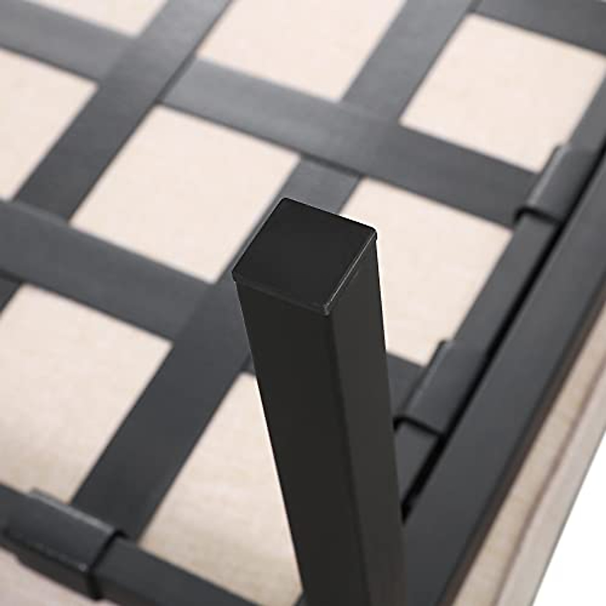 LOKATSE HOME Patio Dining Chair Outdoor Metal Furniture Armless Sofa with Cushion for Garden, Pool, Backyard, Beige