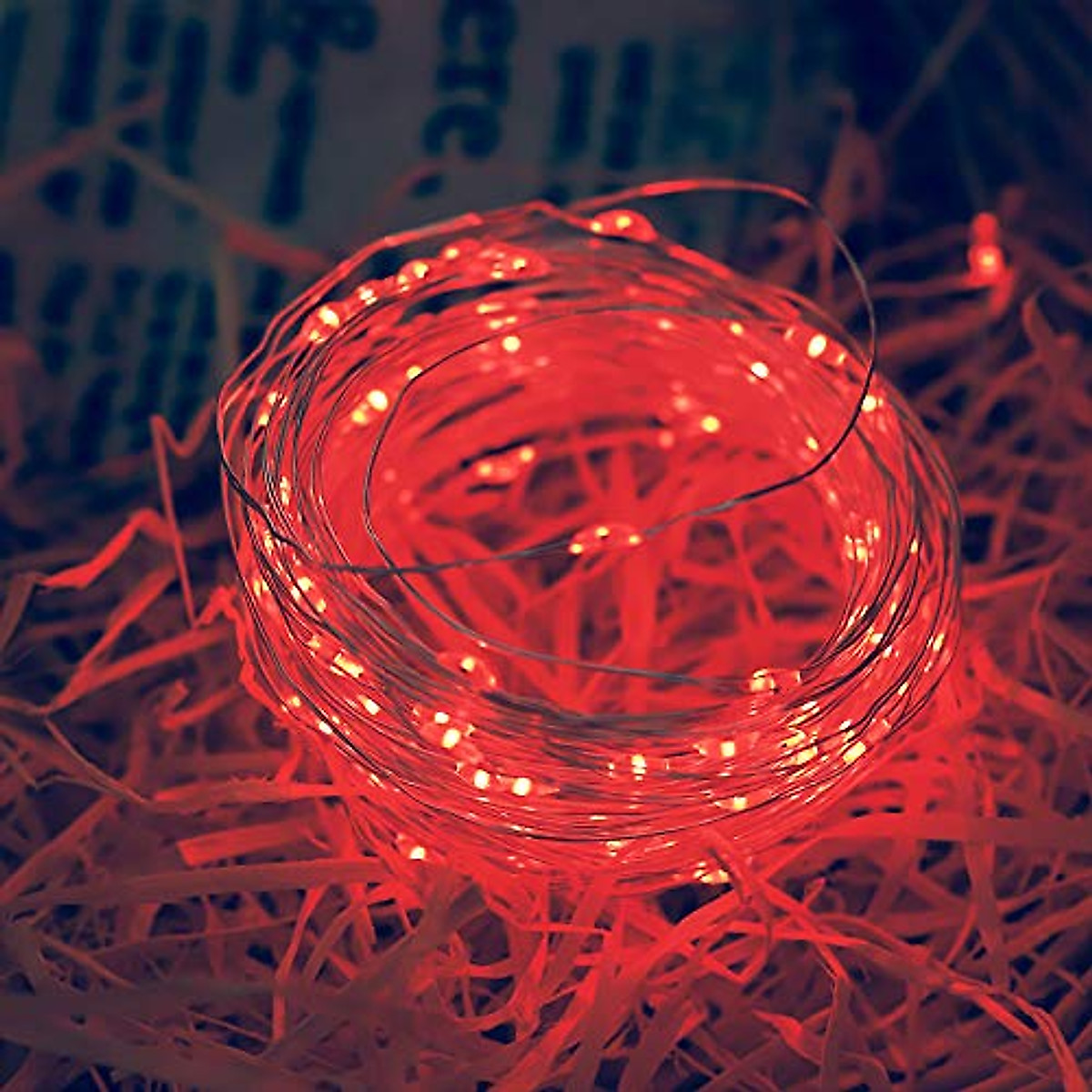 Beewin Outdoor Solar String Lights, 2 Pack 33ft 100L Solar Copper Fairy Lights,8 Modes Twinkle Lights Decor for Indoor Outdoor Patio Yard Trees Christmas Wedding Party (Red)