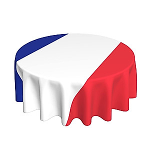 Round Tablecloth France-Flag-Blue-White-Red 60 Inch Polyester Table Cloth Table Cover for Dining Table,Parties,Camping