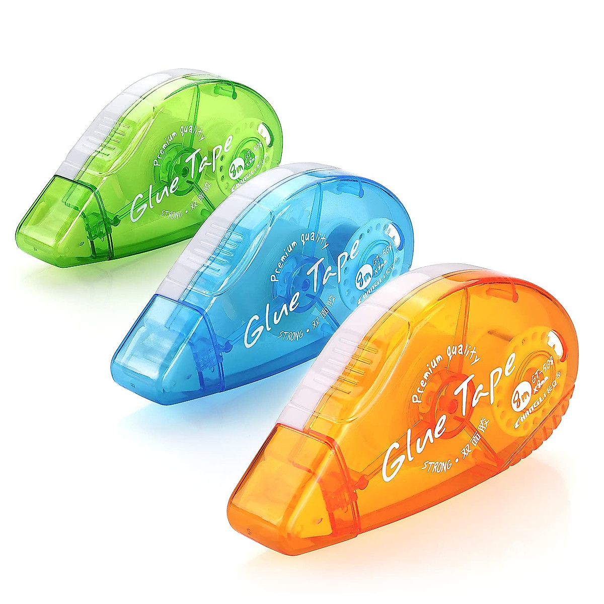 Tamaki 3 Pack Double Sided Tape Roller, Adhesive Scrapbooking Glue Tape, Adhesive Tape Dispenser Runner for Crafts and Arts Projects, Photo Tape for Scrapbooking