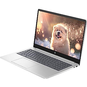 HP Chromebook 15.6 Inch Laptop for College Students, Intel 4-Core Processor N200 (Beat i5-8250U), 8GB DDR5 RAM, 64GB eMMC+128GB SD Card, Chrome OS, UHD Graphics, Natural Silver, PCM