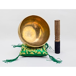 6-Inch Handmade Tibetan Singing Bowl ~ Superb B Crown Chakra Balancing ~ Best use for Meditation, Sound Healing, Cleansing, Mindfulness & Relaxation ~ Cushion & Sueded Leather wooden Mallet included