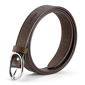 Corkor Women's Cork Belt 25mm Wide Vegan Product (Brown, S - (for waist 27" to 31"))