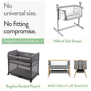 Bedside Sleeper Bassinet Sheets – Compatible with Milliard Side Sleeper – Fits 21 x 36 Mattress Without Bunching – Snuggly Soft Jersey Cotton – Grey Sheep, Stripe – 2 Pack