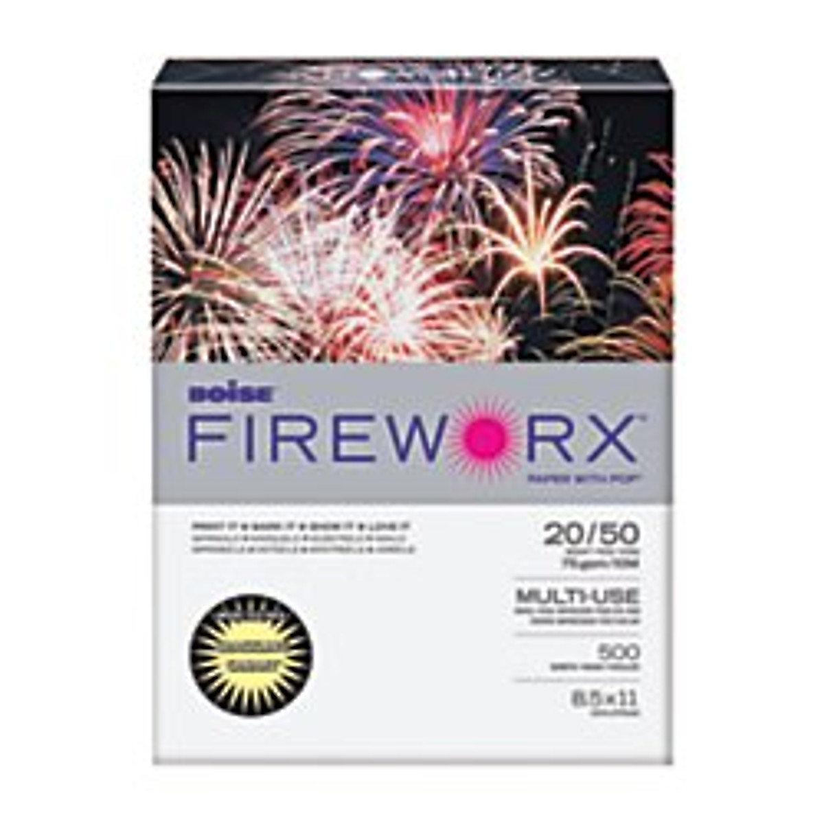 Boise Fireworx Color Copy/Laser Paper, 20 lb, Letter Size (8.5 x 11), Crackling Canary, 500 Sheets (MP2201-CY) , Yellow