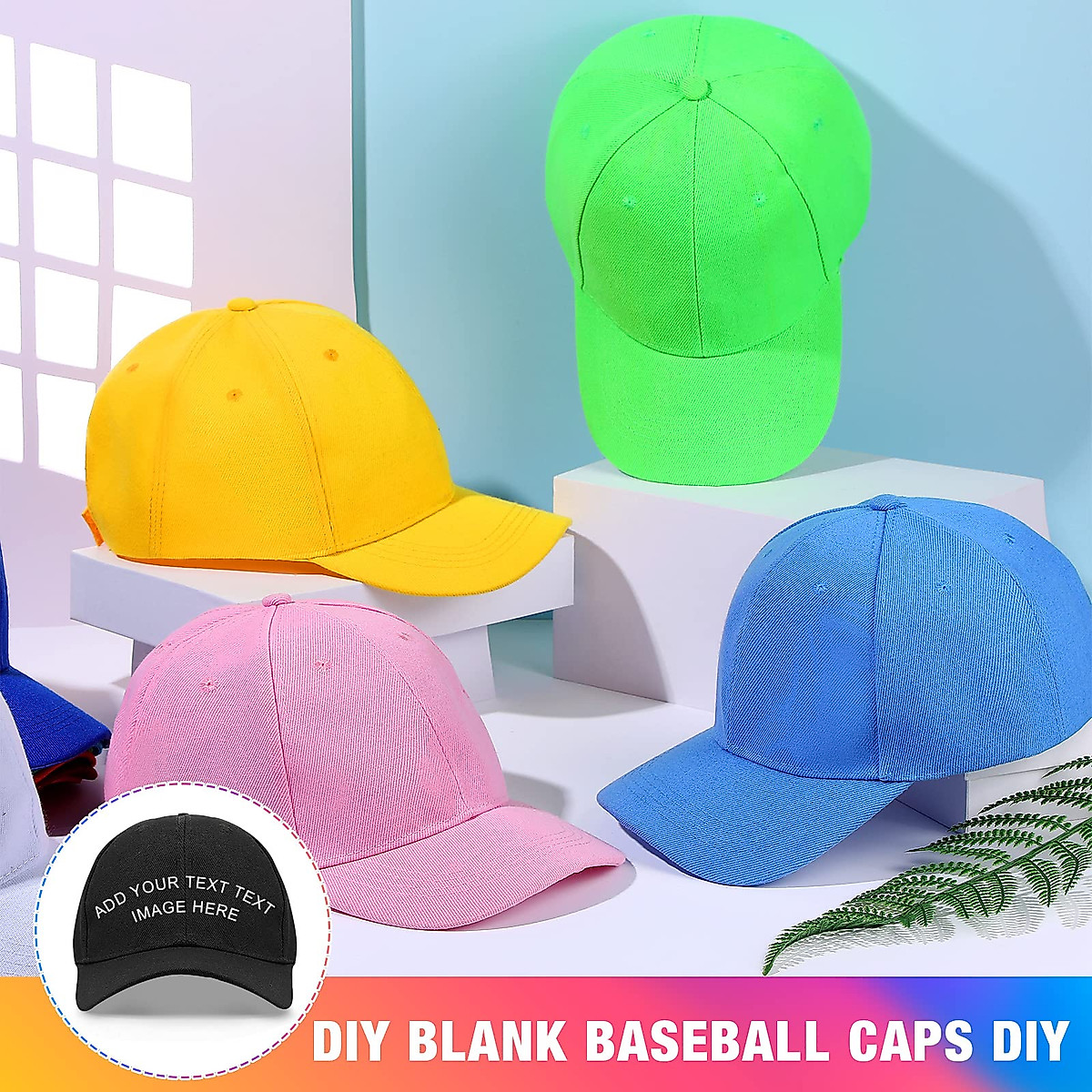 72 Pcs Plain Baseball Caps Bulk Blank Dad Hat Adjustable Back Strap Ball Caps Unisex Golf Hat Solid Color Snapback Cap for Men Women Sports (Multi-Colored)