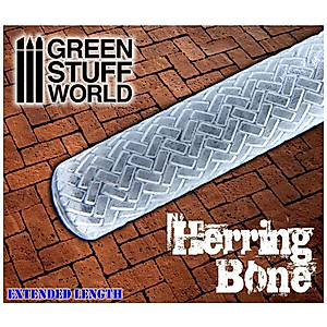 Green Stuff World Rolling Pin Herringbone Pattern for Modeling and Dioramas 15mm 1675