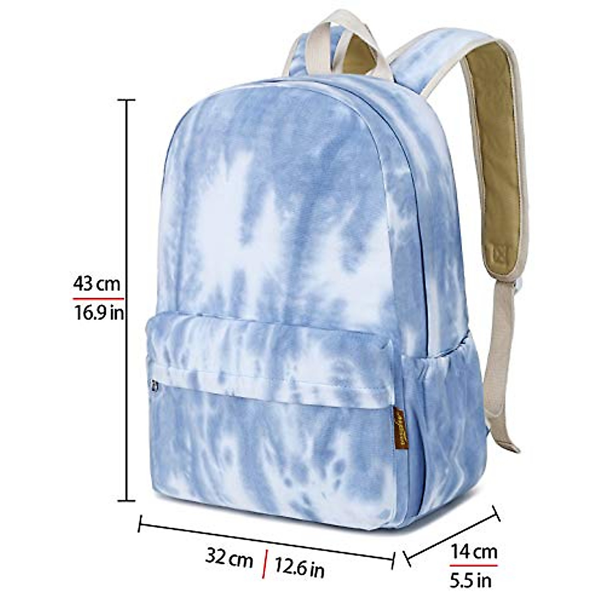 Canvas School Bag Backpack Girls or boy, Ranibow Style Unisex Fashionable Canvas Zip Backpack School College Laptop Bag for Teens Girls Students Casual Lightweight Travel Daypack Outdoor(Blue)