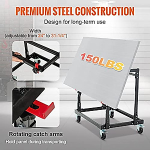 VEVOR Material Mate Panel Cart and Shop Stand, 4 x 4” Smooth Rolling Casters, Adjustable Width 22''-30-1/4'', Rigid Iron Frame Construction Plywood Cart, Mobile Workbench for Tools and Accessories