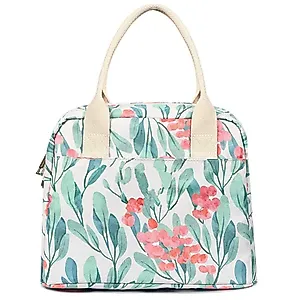 Lunch Box for Women, Insulated Lunch Bags for Women, Large Cooler Tote For Work, Floral Reusable Snack Bag with Pocket, Sunflower Printing/Gray/Black/White (Daisy)