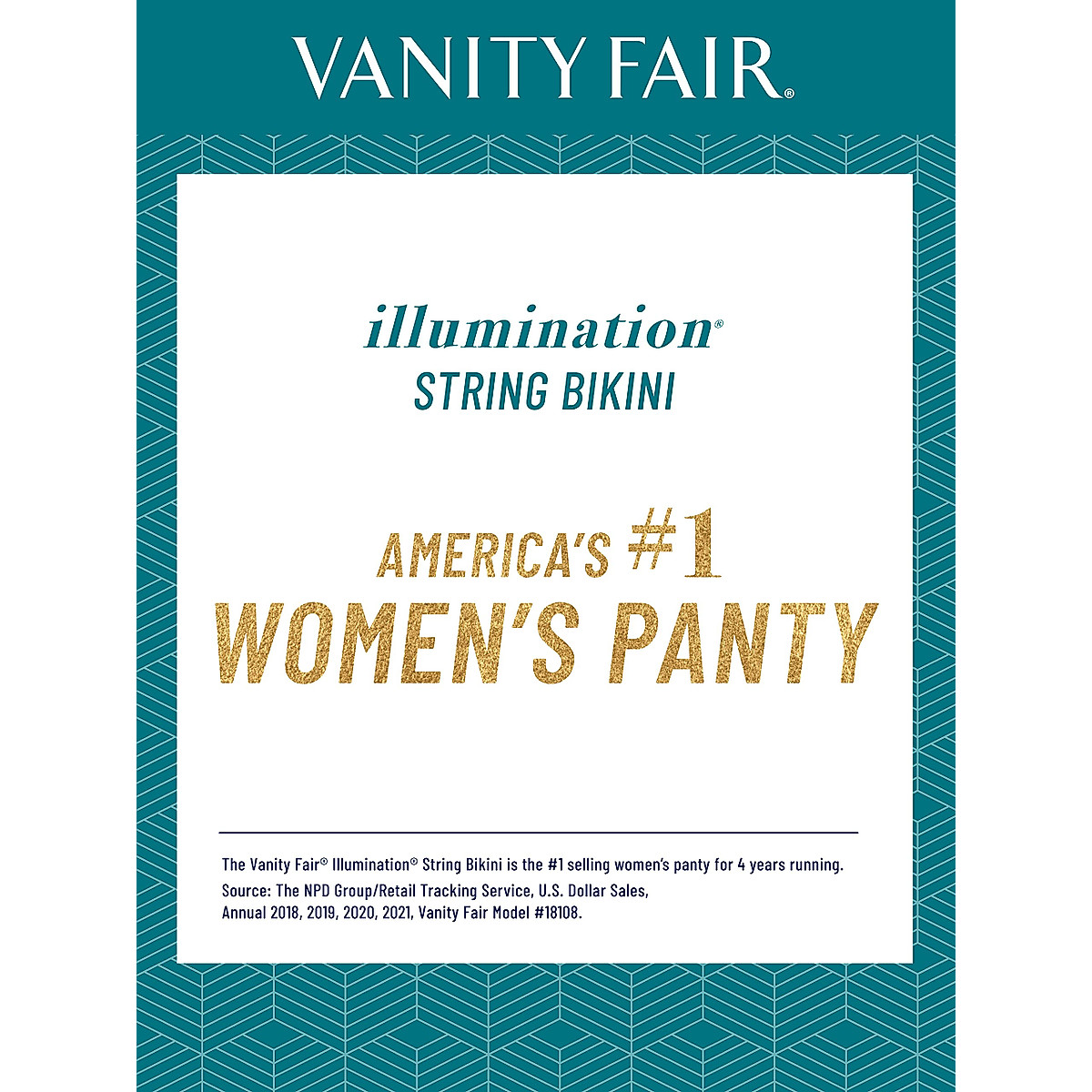 Vanity Fair Women's Illumination String Bikini Panties, Silky Stretch & Satin Trim, Totally Tan, 8