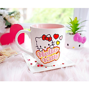 Silver Buffalo Sanrio Hello Kitty Hearts Ceramic Mug | Holds 18 Ounces