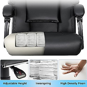 jamege Kneading Massage Executive Office Chair, 3D Back Massage Heated Office Chair, Heating Massage Office Chair with Reclining Backrest, Footrest & Height Adjustment
