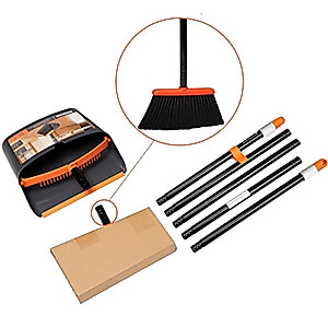 Broom and Dustpan/Dustpan with Broom Combo with 52" Long Handle for Home Kitchen Room Office Lobby Floor Use Upright Stand Up Broom and Dustpan Set for Home