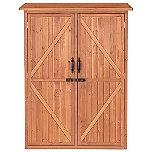 Leisure Season MCS5137 Multi Compartment Storage Cabinet - Brown - Indoor and Outdoor Shed for Garden, Patio, Shed, Backyard, Front Porch, Garage - Tool Organizer and Furniture with Shelves, Cabinets