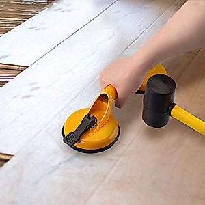 Floor Gap Fixer Tool for Laminate Floor Gap Repair Include Premium Quality Heavy Duty Aluminum Suction Cup and Fiberglass Handle Rubber Mallet (Yellow) - Can't Use on Scraped Surface Floor