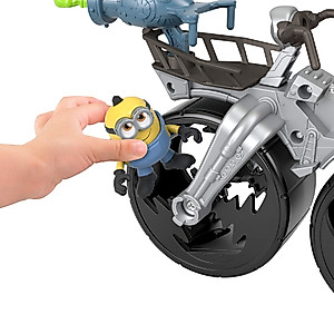 Fisher-Price Imaginext Minions Gru's Rocket Bike, Character Figure and Push-Along Toy Bicycle Set for Preschool Kids Ages 3-8 Years