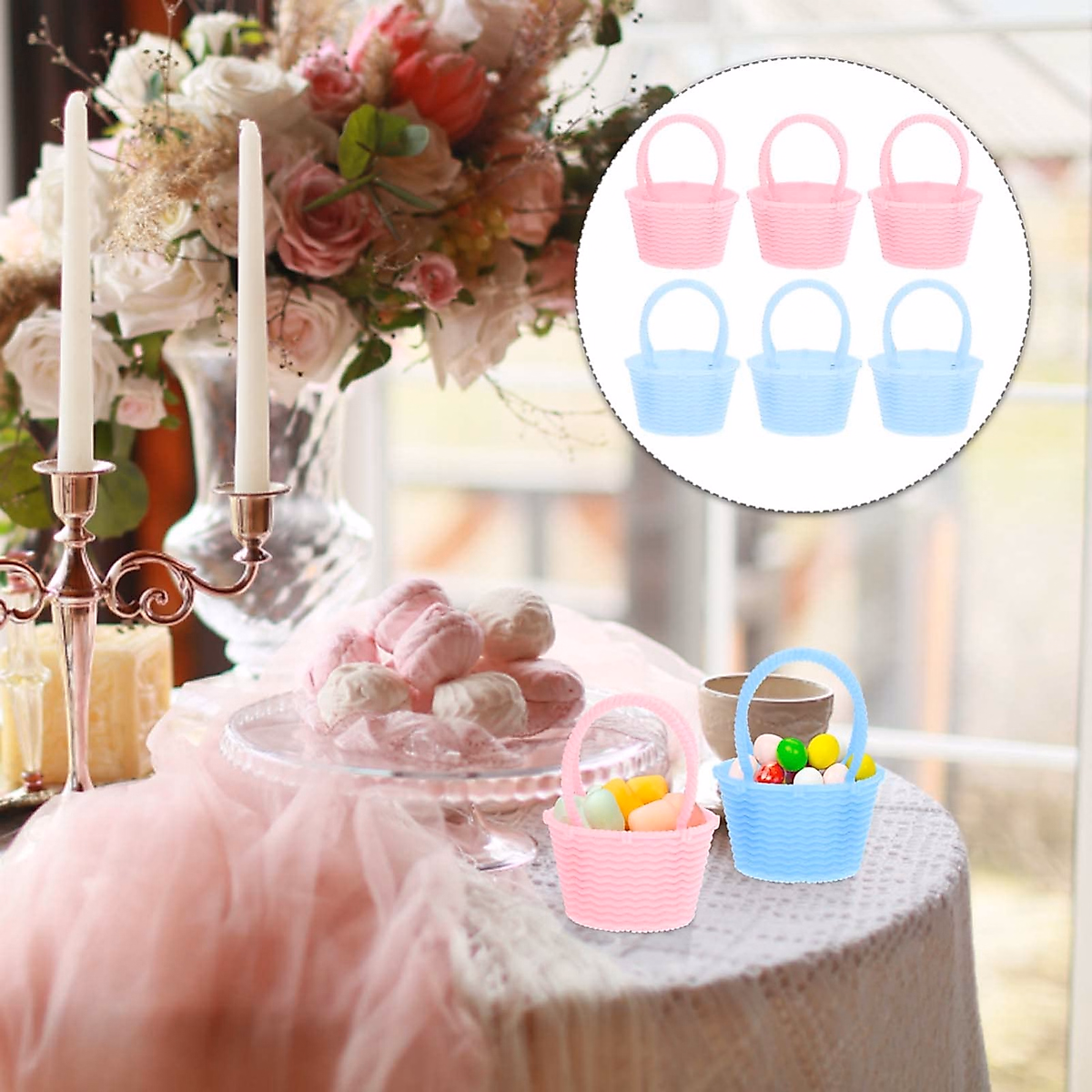 Gadpiparty 6pcs Favors Handles Empty Handheld Egg Container Party Easter Multi- functional for Plastic with Candy Small Fruit Storage Basket Eggs Baskets Snack Kids