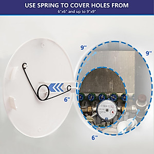 Easy-Exs 10" Round Access Panel for Ceiling and Wall - Adjustable from 6 to 9 inches - Ceiling Hole Cover - for Electrical, Plumbing, Cables, HVAC, Speaker and LED Holes - Durable Plastic Panel
