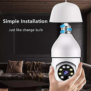 METRICSQUARE Light Bulb Security Camera Home Wireless WiFi Camera 360°PTZ Surveillance Camera Baby Monitor Nanny Cam Pet Camera Video Recording with Audio Remote Control with Phone APP
