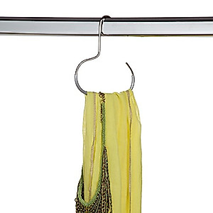 Mawa by Reston Lloyd Accessory Non-Slip Space-Saving Clothes Hanger Hook for Scarves, Style G1, Set of 5, Silver