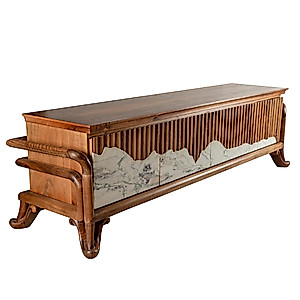 Angora Apex TV Unit - Mid Century Modern Style with Marble Accent | 100% Black Walnut Wood Entertainment Stand for TVs up to 90 Inches | Natural Walnut Wood Furniture Made in Turkey