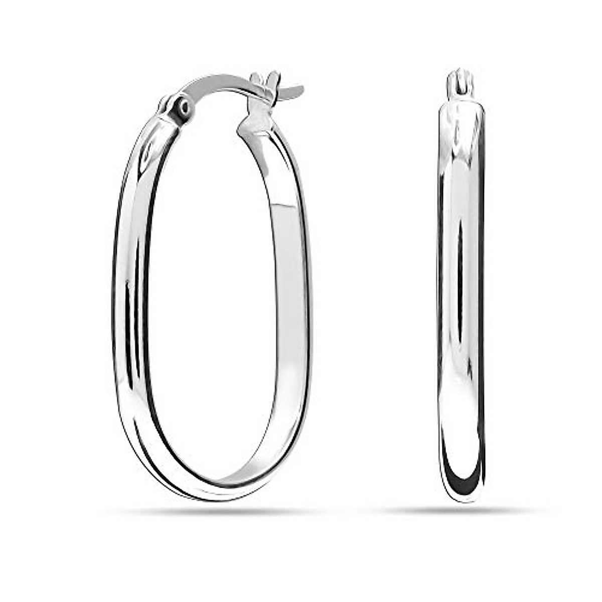 925 Sterling Silver Square Hoop Earrings for Women | Lightweight Rectangular Hoop Earrings for Gifts | Size 30mm