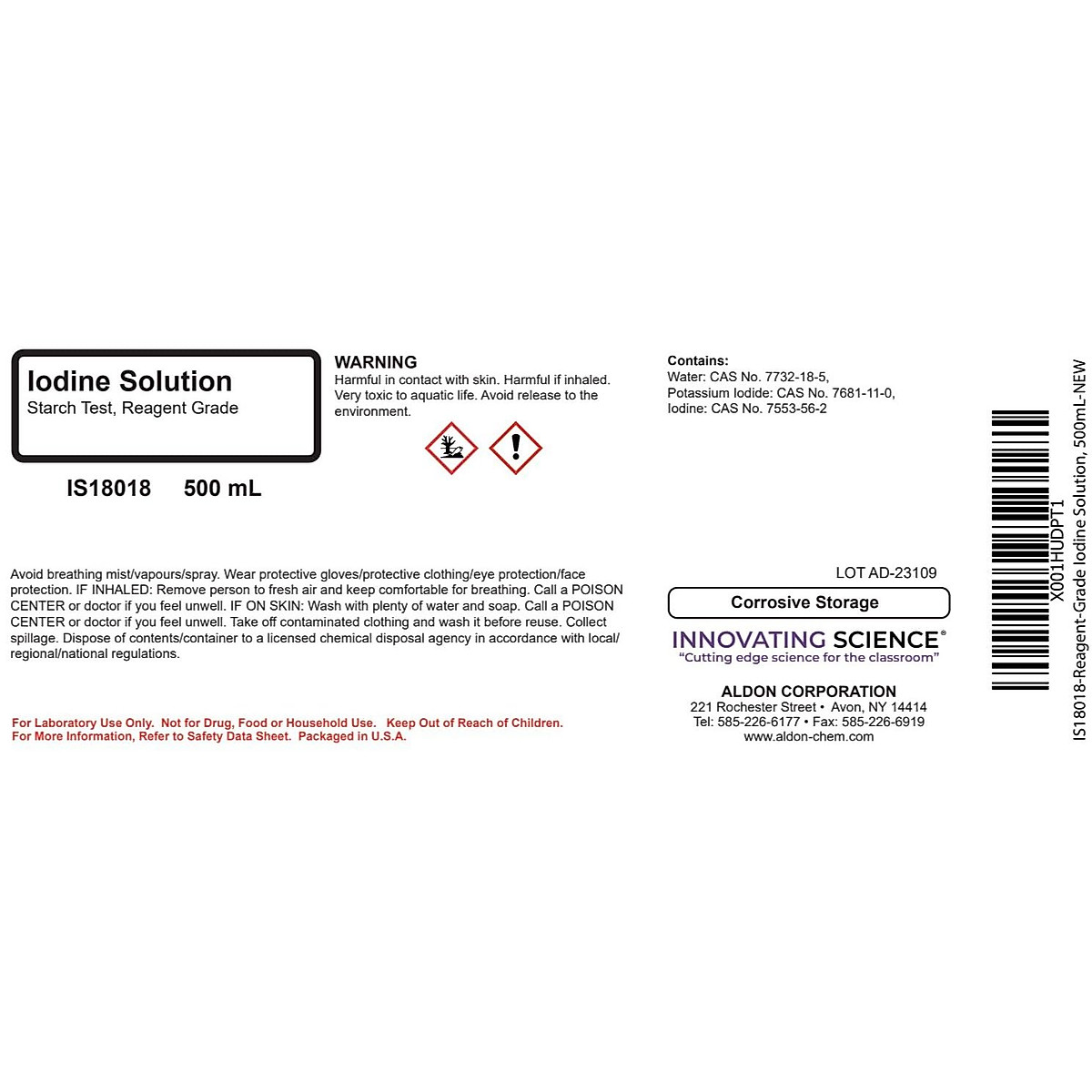 ALDON Innovating Science Reagent-Grade Iodine Solution, 500mL - The Curated Chemical Collection