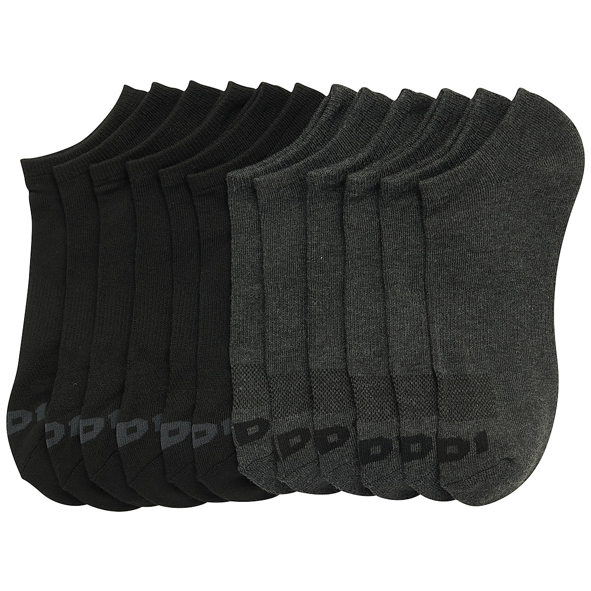 AND1 Men's Athletic Arch Compression Cushion Comfort No Show Socks (12 Pack), Size 6-12.5, Grey/Black