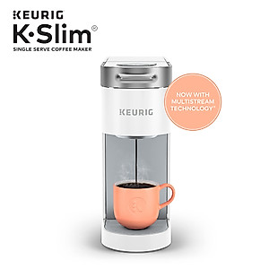 Keurig K-Slim Coffee Maker, Single Serve K-Cup Pod Coffee Brewer, 8 to 12oz. Brew Sizes,White (Renewed)