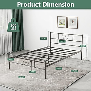 Wonder Comfort Twin Size Bed Frame Metal Platform with Headboard and Footboard/11 Inch Underbed Storage/Firm Support & Easy Set up Structure, Black