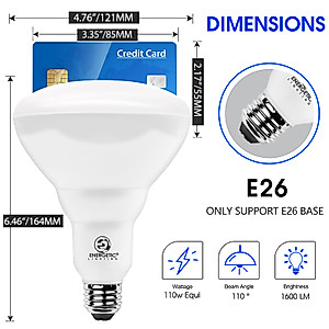 Energetic BR40 LED Light Bulbs, Indoor Flood Light, Dimmable, 3000K Warm White, 110W Equivalent, 1600LM, E26 Base, Recessed Can Light, High Lumen, Flicker Free, UL Listed, 6 Pack