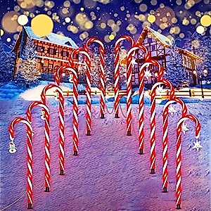 NCUUBR 21'' Christmas Candy Cane Lights Outdoor Pathway ,12 Pack Christmas LED Light Up Candy Canes Outdoor Decorations ,8 Flashing Modes, Xmas Decorations for Walkway, Driveway, Garden