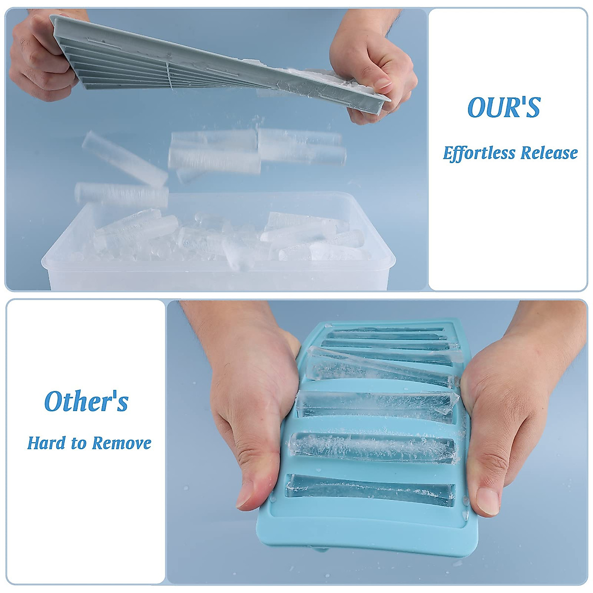 Miaowoof Water Bottle Ice Cube Tray, Easy Release Narrow Ice Stick Trays, 21x4 PCS Ice Maker for Freezer, Easy Fill Water Bottle Ice Cube Molds for Sports and Water Bottles