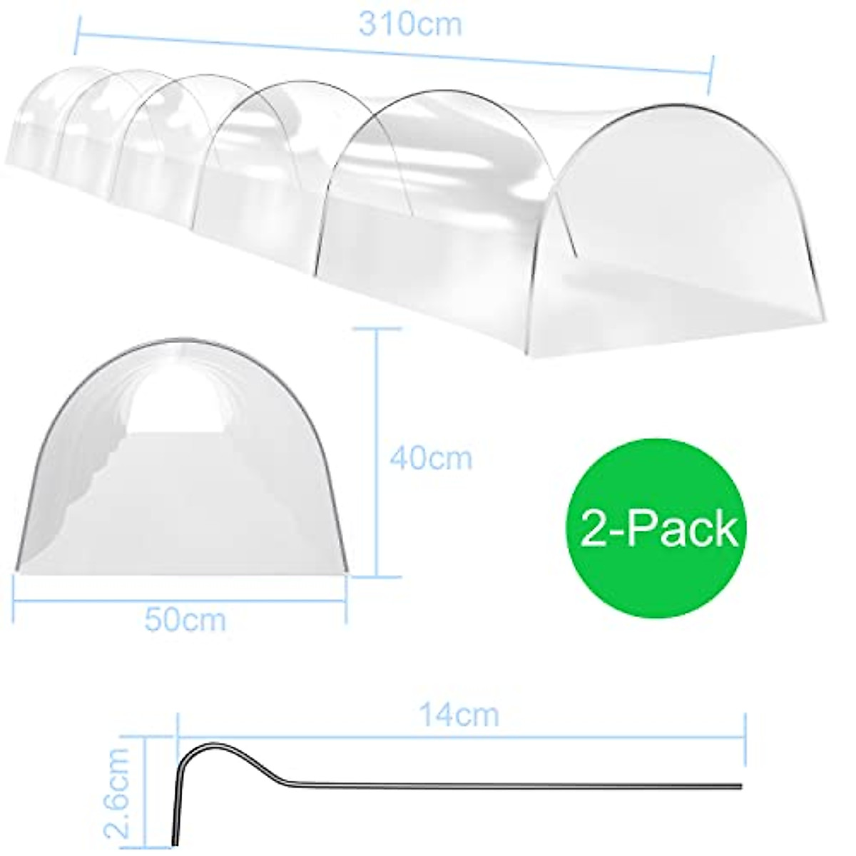 SORANGEUN 2pcs Greenhouses for Outdoors,122”x20”x16” Portable Greenhouse,Mini Green House with One-Piece Greenhouse Plastic&Garden Hoops for Raised beds,Row Covers