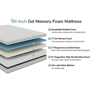 Novilla King Mattress in a Box, Memory Foam Mattress King Size 10 Inch, Medium Firm Mattress for Back Pain Relief and Support, Gel Infused, Ataraxia