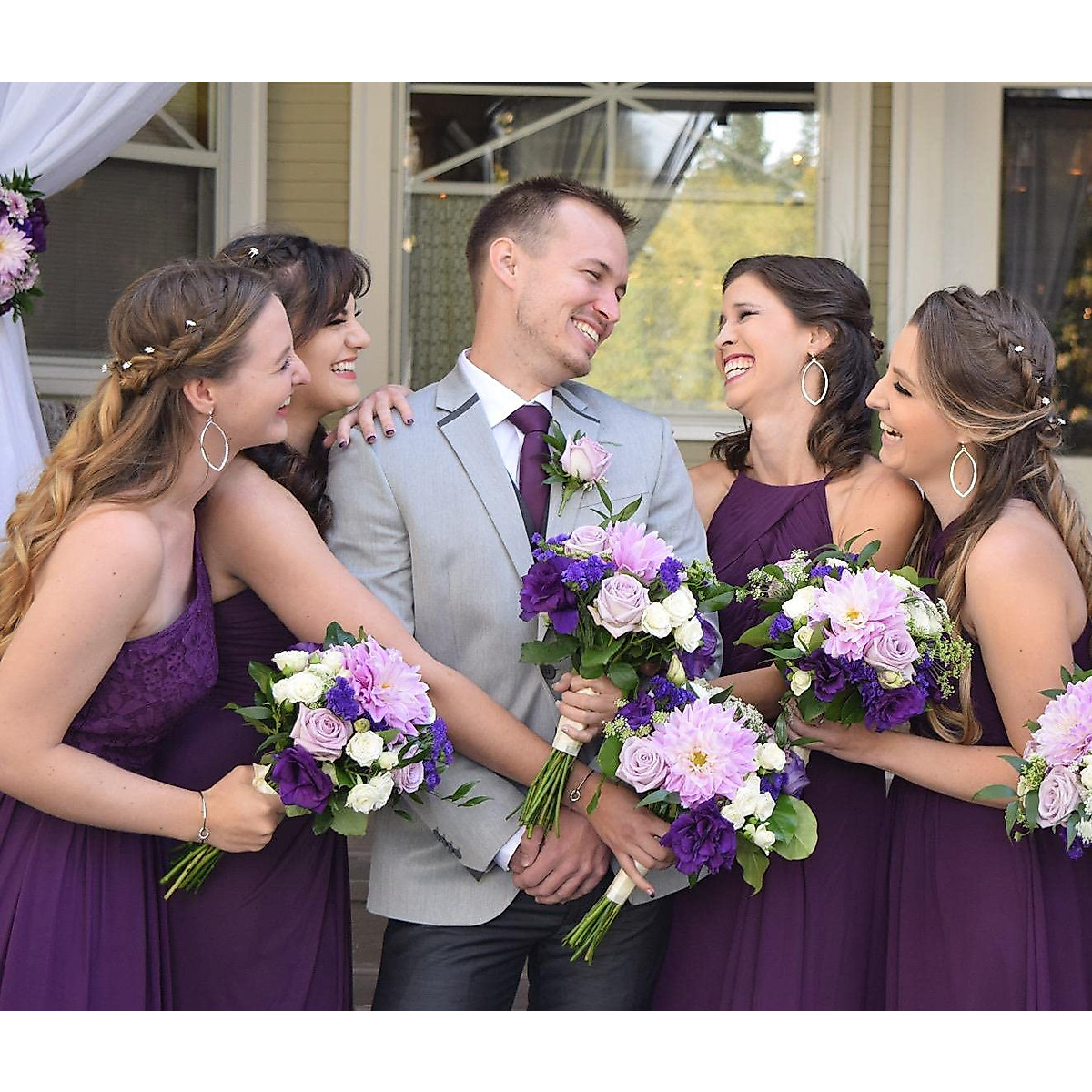 CHICNOW Bridesmaid Gifts Maid of Honor Proposal for Wedding Day Silver Bracelet Bridesmaid Jewelry Set Bridal Shower Bangle Bracelets for Women (Silver Set of 6)