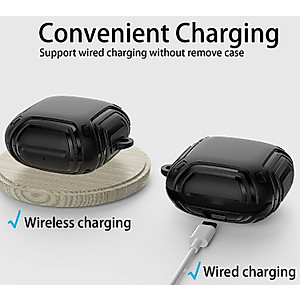 OTOPO Compatible with Beats Fit Pro Case Cover, Full Body Rugged Shockproof Cool Beats Fit Pro Protective Case Cover Men Women with Keychain for New Apple Beats Fit Pro 2021 (Black)