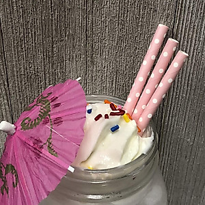 Outside the Box Papers Pink and Navy Blue Chevron and Dot Paper Straws 7.75 Inches 100 Pack Pink, Navy Blue, White