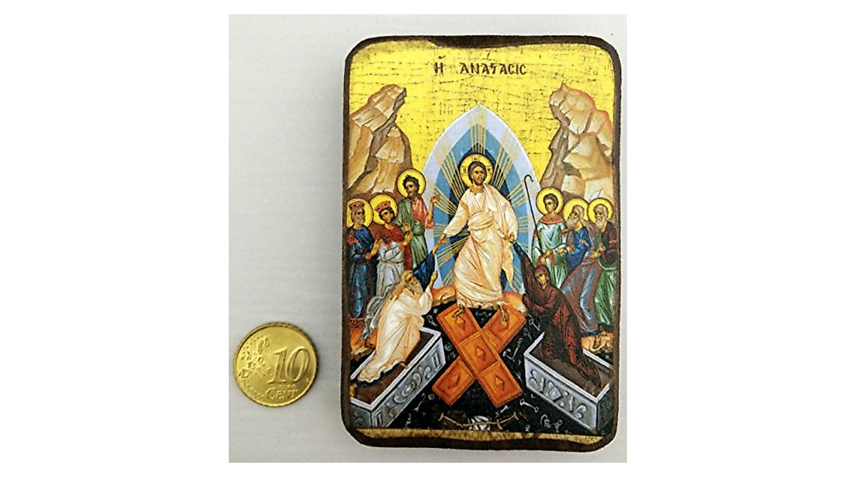 Greek Orthodox Wooden Icon of the Resurrection - Handcrafted Spiritual Art