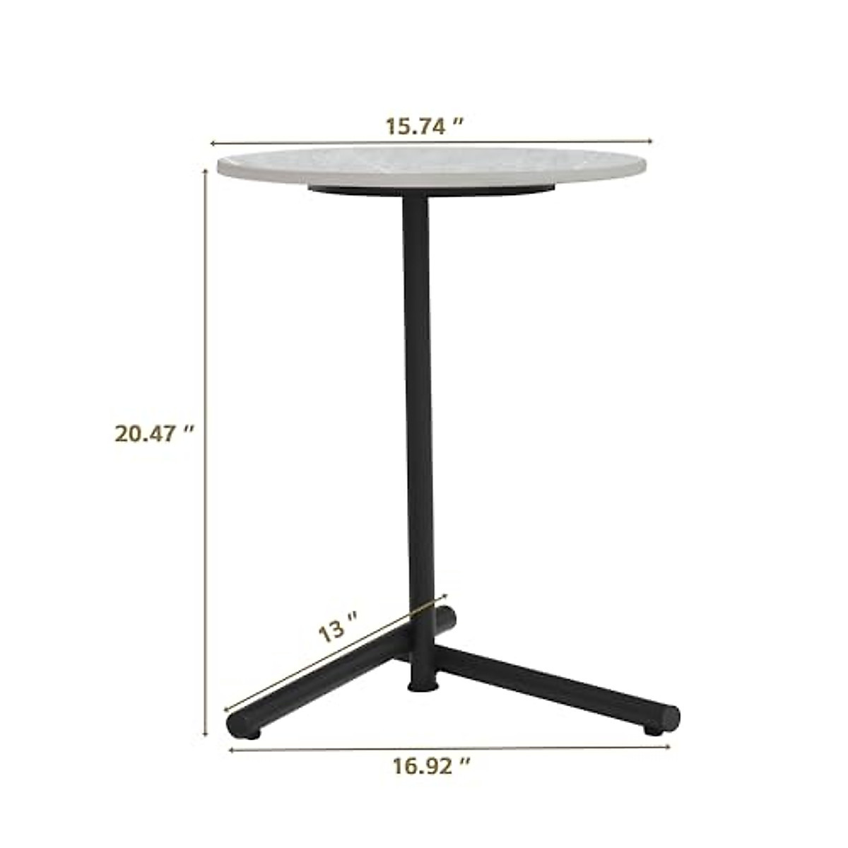 JACH Simplify Round Pedestal Accent Side Table, Minimalist Rock Board Side Table for Living Room, Bedroom, Suitable for Pairing with Sofas, 21" x 17" x 16", (Grey)