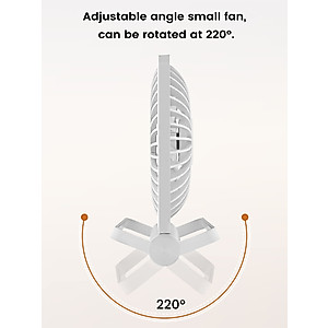 FERRISA Desk Fan On-The-Go, Small But Powerful, Portable Fan Battery Operated, 220° Tilt Folding Ultra Quiet mini Personal Fan, Strong Wind, 3 Speed Adjustable For Office Desktop Travel (White)