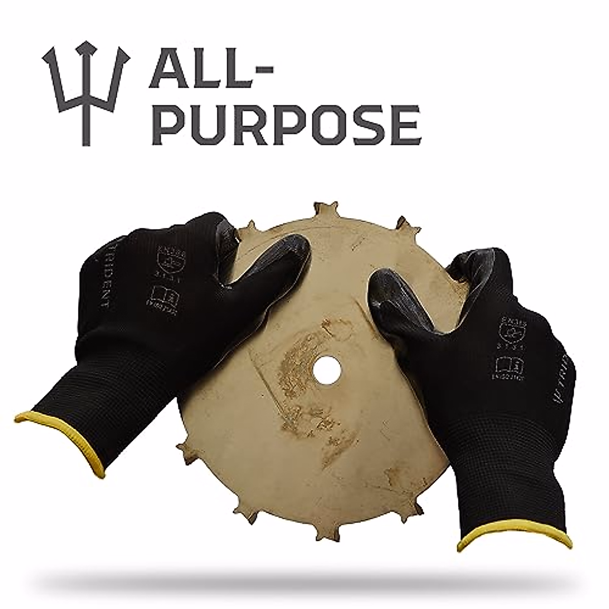 Trident Gloves: Work Gloves with Grip - All-Purpose Cut Resistant Gloves & Working Gloves for Men and Women - Breathable, Touchscreen Compatible & Durable Nitrile Coated Work Gloves - 6 Pairs, Small