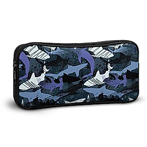 Sea Camouflage Sharks Pencil Case Stationery Pen Pouch Portable Makeup Storage Bag Organizer Gift