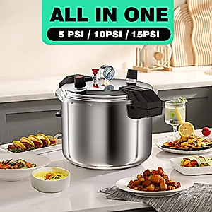 Wantjoin Pressure Cooker, Commercial Aluminum canner Pressure Cooker, Silver,16 Quart (15L)